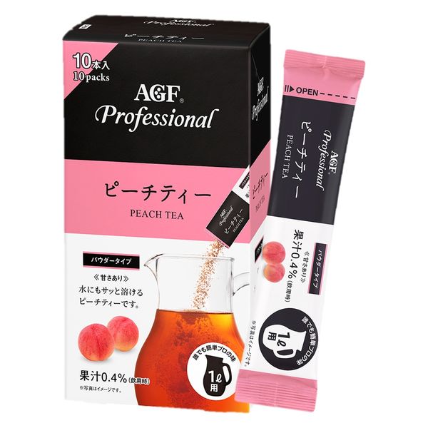 AGF プロフェッショナル ピーチティー 1L用 インスタント 冷水可 1箱（10本入） - アスクル