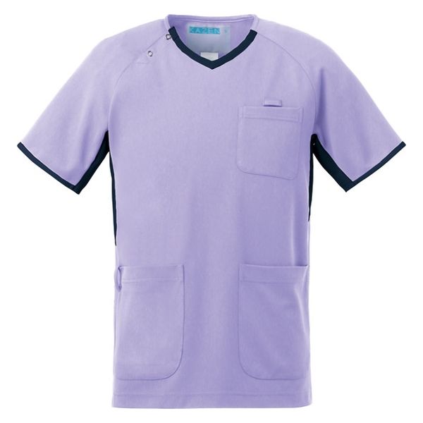 KAZEN スクラブ 男女兼用 ラベンダー×ネイビー SS 983-17 1枚 スクラブ（直送品） - アスクル