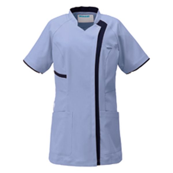KAZEN レディススクラブジャケット半袖 シャンビーブルー×ネイビー 3L KZN702-41 1枚 スクラブ（直送品） - アスクル