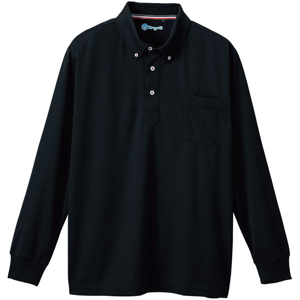 桑和（SOWA） 長袖ボタンダウンポロ胸ポケ ブラック 6L 50394 1着（直送品） - アスクル