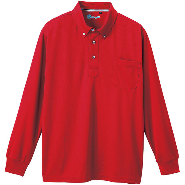 桑和（SOWA） 長袖ボタンダウンポロ胸ポケ レッド 6L 50394 1着（直送品） - アスクル