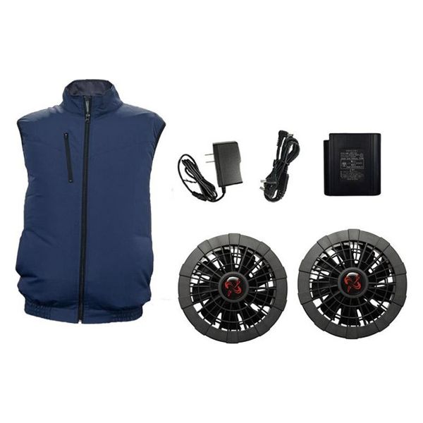 ベストアンサー 空調ベスト ブルー 2Lサイズ フルセット 作業服 作業着 熱中症対策 aut-031-bl-2l 1セット（直送品） - アスクル