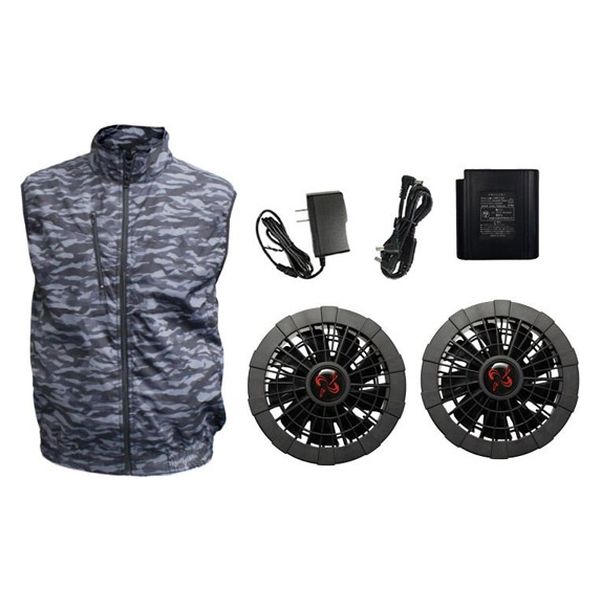 ベストアンサー 空調ベスト ダーク迷彩 2Lサイズ フルセット 作業服 作業着 熱中症対策 aut-031-dme-2l 1セット（直送品） - アスクル