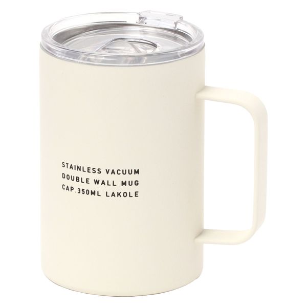 【LAKOLE/ラコレ】 【保温保冷】フタ付きステンレスマグ（350ml） アイボリー - アスクル