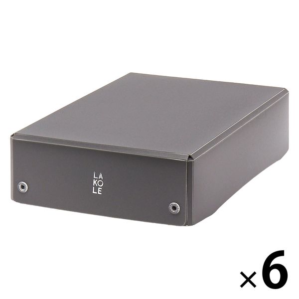 【LAKOLE/ラコレ】 デスクボックス（M） ブラック 1セット（1個×6） - アスクル