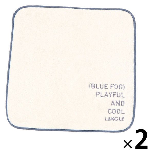 刺繍ハンドタオル BLUE FOG 1セット（1枚×2） LAKOLE/ラコレ - アスクル
