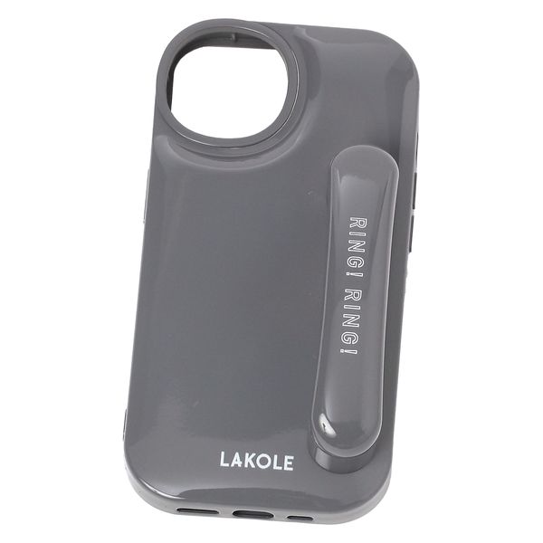 【LAKOLE/ラコレ】 BIGハンドルiPhoneケース 【iPhone13/14】 チャコール - アスクル