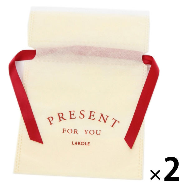 【LAKOLE/ラコレ】 不織布巾着ギフトバッグ（S） アイボリー 1セット（2個） - アスクル