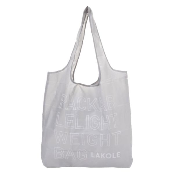 【LAKOLE/ラコレ】 ポケッタブルエコバッグ グレー - アスクル