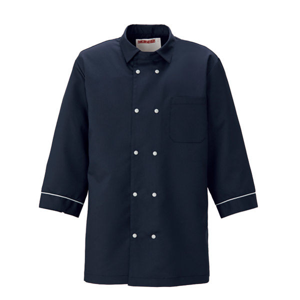 KAZEN 衿付きコックシャツ ネイビー KZN426-88 L 1枚（直送品） - アスクル