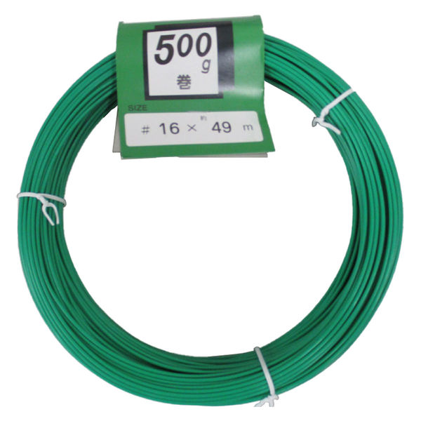 山喜産業 針金 ビニール被覆線（ニューグリーン）#16（線径1.6mm）500g巻 1巻(約49m)（直送品） - アスクル