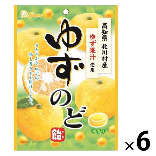ゆずのど飴 73g 1セット（1袋×6） ライオン菓子 飴 キャンディー のど飴 - アスクル