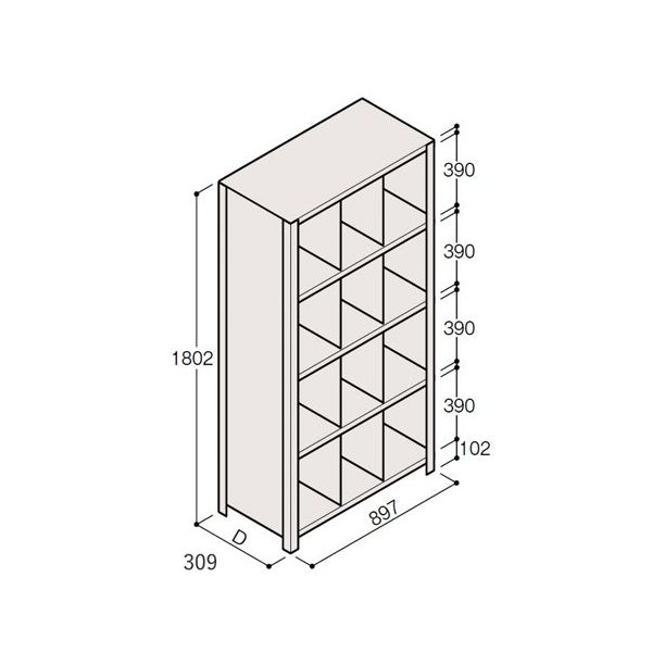 アズワン 軽量棚 ERR仕切型 H1800×W900 ×D300 有効棚 4段 3分割 67-5245-48 1個（直送品） - アスクル