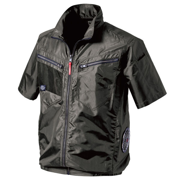 村上被服 サイドファン半袖ジャケット 4L チャコール V7717 1着（直送品） - アスクル