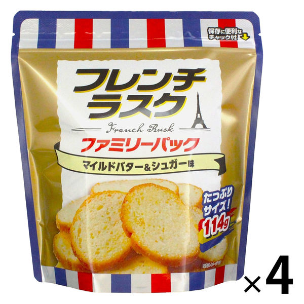 フレンチラスクファミリーパック マイルドバター＆シュガー味 114g 1セット（1袋×4） おやつカンパニー ラスク 大容量 - アスクル