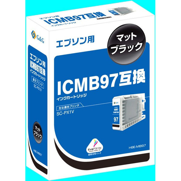 G＆G エプソン（EPSON）用 互換インク HBE-MB97 マットブラック ICMB97 1個（直送品） - アスクル