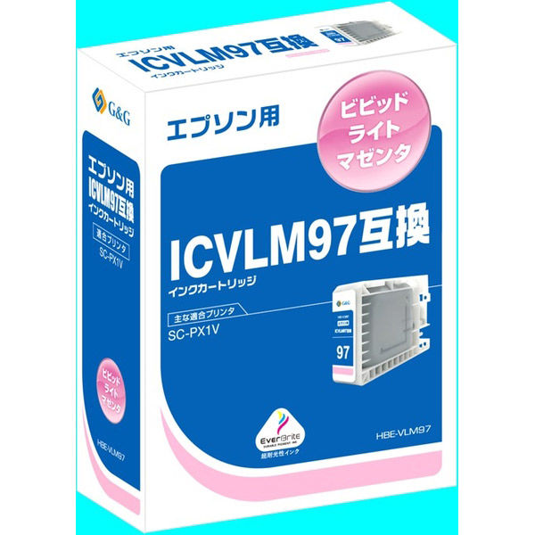 G＆G エプソン（EPSON）用 互換インク HBE-VLM97 ビビッドライトマゼンタ ICVLM97 1個（直送品） - アスクル