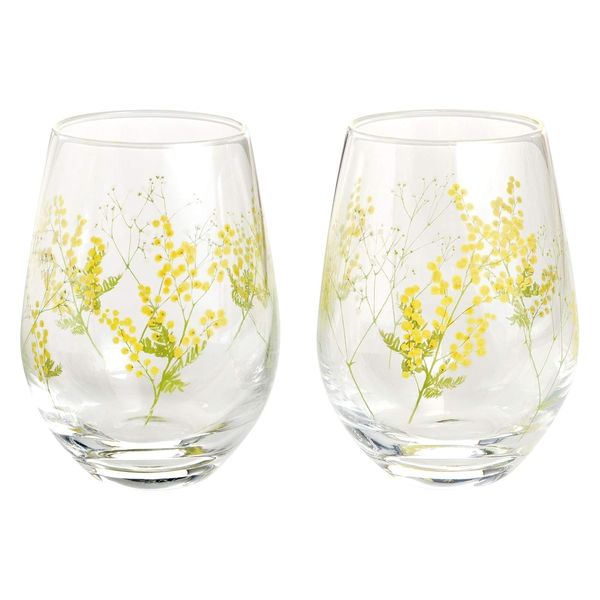 東洋佐々木ガラス 花文 hanafumi ペアタンブラー(ミモザ柄・かすみ草柄) G099-T282 1個（直送品） - アスクル