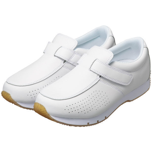 KAZEN メディカルシューズ（面ファスナータイプ） ナースシューズ 23.5cm ヒール：約24mm ホワイト 188-36 1足（わけあり品） - アスクル