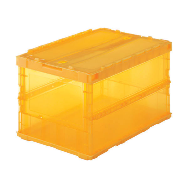 トラスコ中山 TRUSCO 薄型折りたたみコンテナスケル 50Lロックフタ付 オ TSK-C50B OR 1個 344-9441（わけあり品） - アスクル