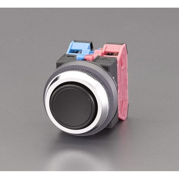 エスコ 1aー2b/30mm 押しボタンスイッチ(オルタネイト/平型/黒) EA940D-6A 1個（直送品） - アスクル