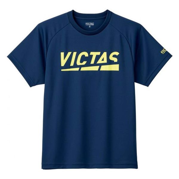 VICTAS(ヴィクタス) 卓球 半袖Tシャツ PLAY LOGO TEE L ネイビー×ライムグリーン 632101 1セット（2枚）（直送品） - アスクル