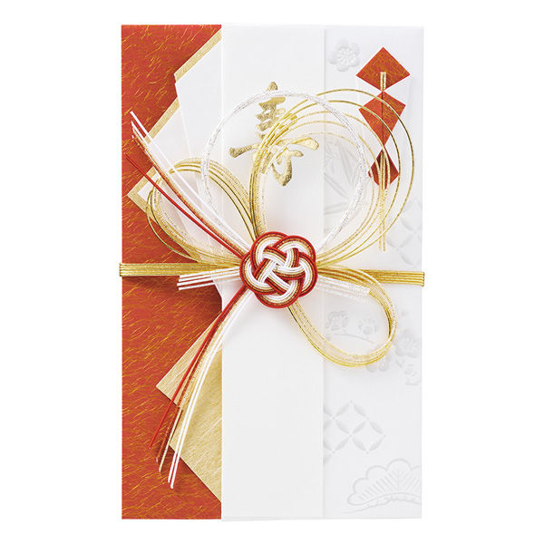 マルアイ 金封 祝儀袋 まどか 中包付き 赤 キ34R 1セット(1袋×5)（直送品） - アスクル