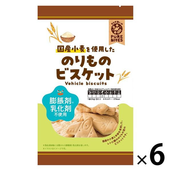 クッキー ビスケット 国産小麦を使用したのりものビスケット 83g 1セット（1袋×6） クリート - アスクル