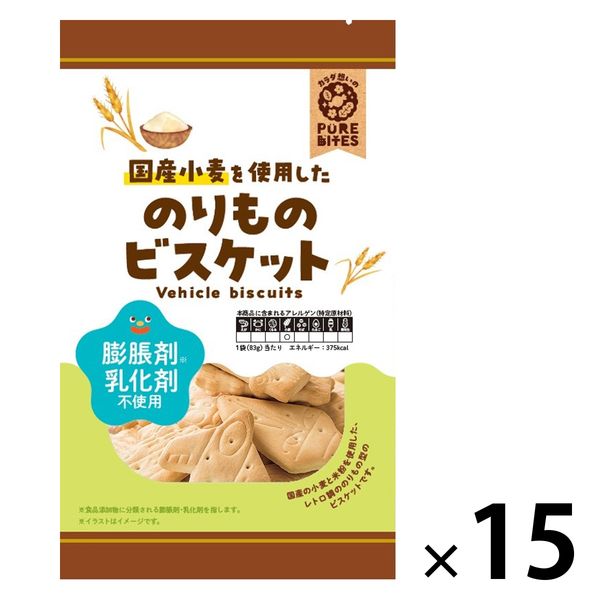 クッキー ビスケット 国産小麦を使用したのりものビスケット 83g 1セット（1袋×15） クリート - アスクル