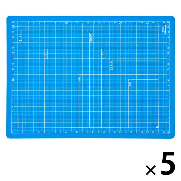 ナカバヤシ 折りたたみカッティングマットA4 スカイブルー CTMO-A4SB 1セット(1個×5) - アスクル