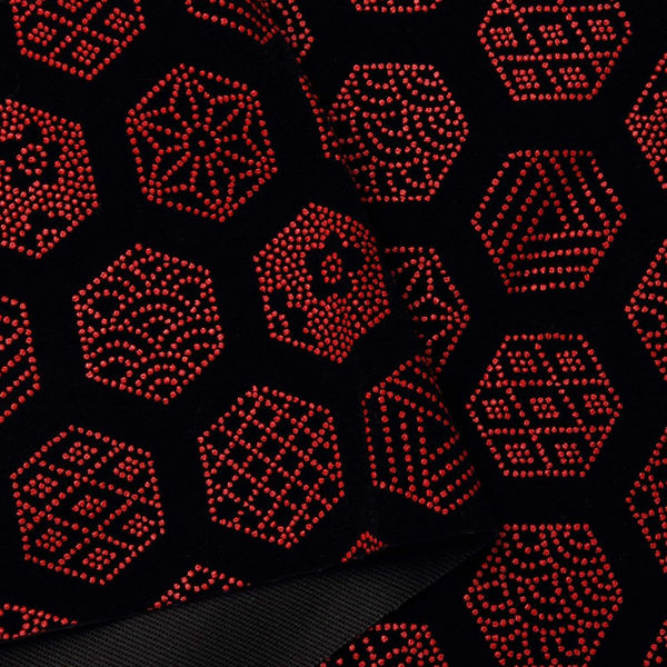 日本紐釦貿易 印伝調合皮スエードレザー生地 巾92cm×3m切売カット 甲羅柄 赤 KP4080-13D-3M 1セット(3m切売カット)（直送品） - アスクル