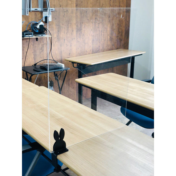 ティーエフサービス クランプタイプパーテーション セパレートタイプ 固定スタンド(1個) うさぎ黒とアクリル板W450×600mm（直送品） - アスクル