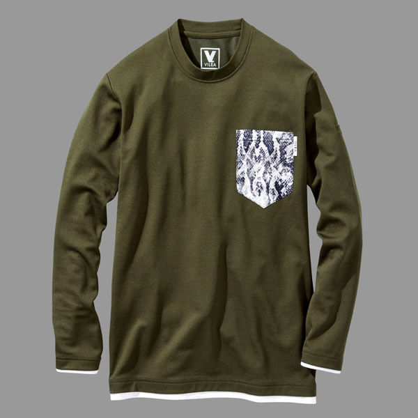 HOOH VILEA レイヤード風長袖Tシャツ(裏綿) 511 カーキ LL 村上被服 1セット（2着入）（直送品） - アスクル