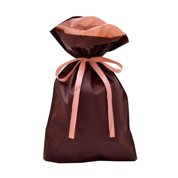 ササガワ 巾着袋 ブラウン 中 1P 50-4461 1セット：5枚 【1枚袋入×5枚袋入】（取寄品） - アスクル