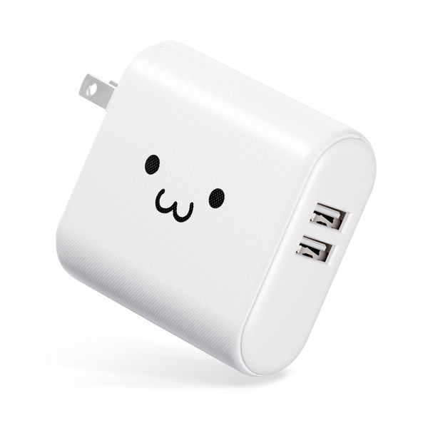 モバイルバッテリー 3350mAh 2.4A USB-A出力2ポート AC充電 ホワイト DE-AC02-3350WF エレコム 1個 - アスクル