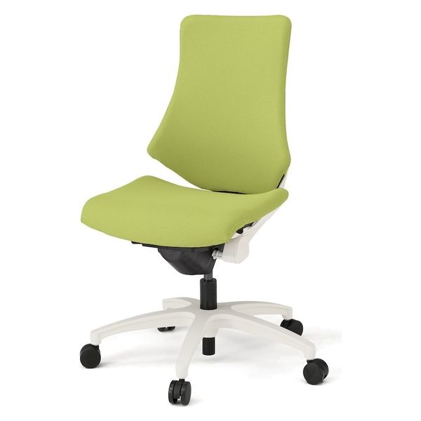 【設置込】イトーキ エフチェア ハイバック 布張り 肘無 樹脂脚 モスグリーン×ホワイト KG-130PS-W9Q6 1脚（直送品） - アスクル