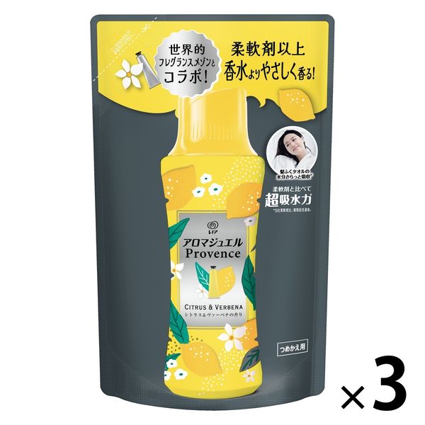 レノアハピネス アロマジュエル シトラス＆ヴァーベナ 詰め替え 365mL 1セット（3個） 香り付け専用剤 P＆G - アスクル