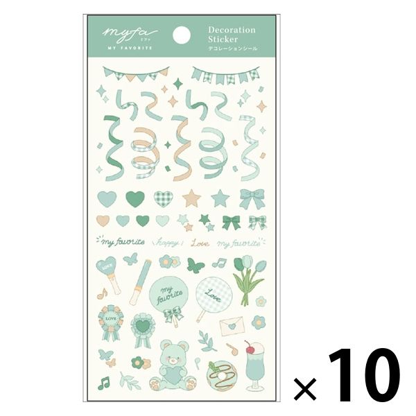 myfa（ミファ）デコレーションシール ミントグリーン 1セット（10枚） LIHIT LAB.（リヒトラブ） - アスクル