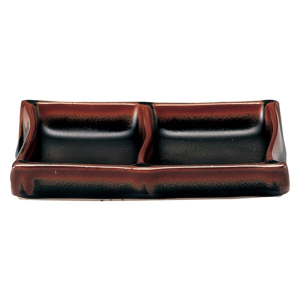 みやび街道 仕切皿 ゆず天目 二ッ仕切皿 [ 3個入 ] mkd-61023221 [ 3個入 ]（直送品） - アスクル