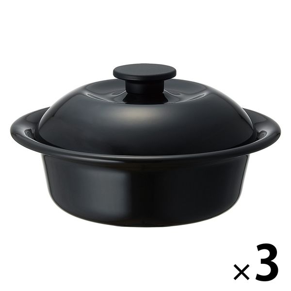 野田琺瑯 ココナベ大渋黒 65314 1セット(3個) - アスクル