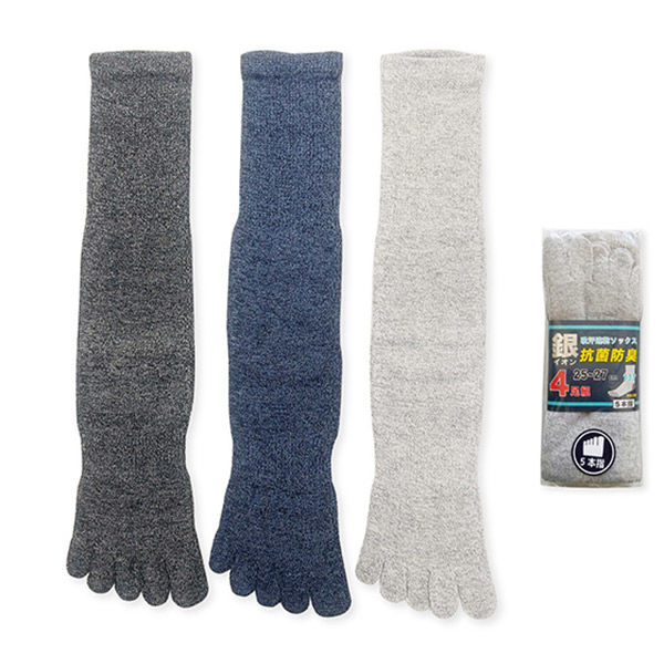 ジェイワークスプランニング 吸汗速乾ソックス 5本指 杢 TS-016 1パック(4足入)（直送品） - アスクル