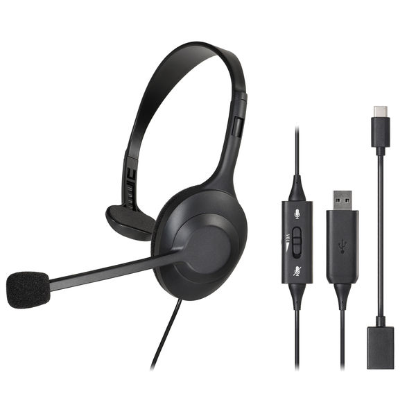 ヘッドセット 片耳用オーバーヘッド USB-A/Type-C接続対応 2m ヘッドセット 片耳用オーバーヘッド USB-A/Type-C接続対応 2m