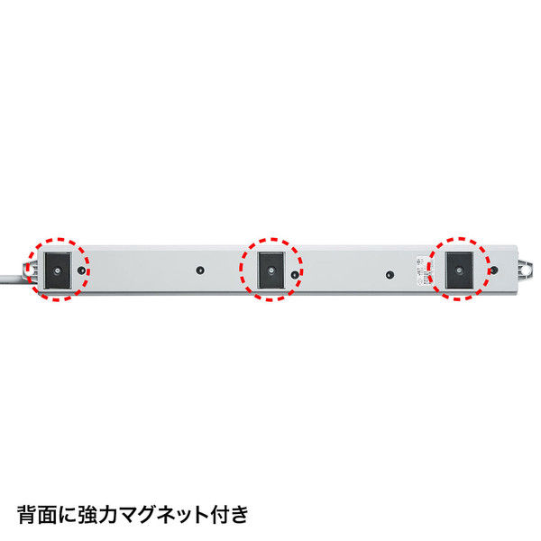 サンワサプライ 漏電ブレーカータップ 3P/6個口/1m/一括集中スイッチ付
